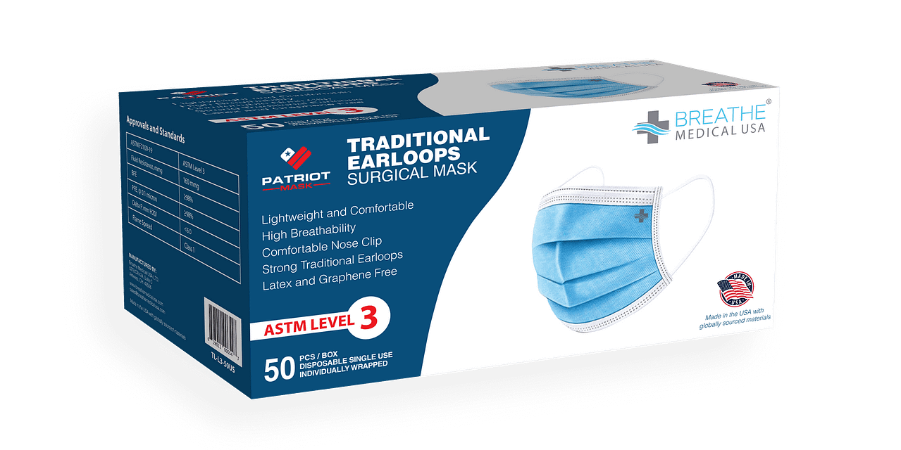 Traditional Earloops Surgical Mask | Breathe Medical USA